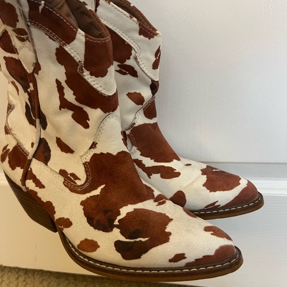 Shoes | Cow Print Western Ankle Boots | Poshmark